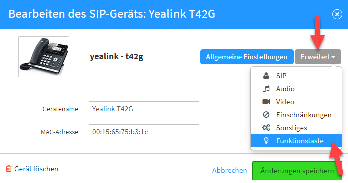 Wie konfiguriert man am Yealink Telefon eine Funktionstaste?
